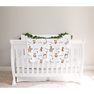 Stork Wares Boho Woodland Animals Unisex Baby Swaddle Blanket, White, 30x40'' (BB342)