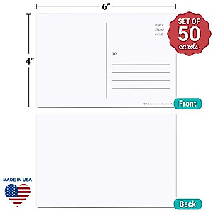 321Done Blank Postcards for Mailing (Set of 50) 4" x 6" Plain White Blank Post Card Addressing, Create Your Own for Kids, Thick Heavy Duty Index Cards - Made in USA