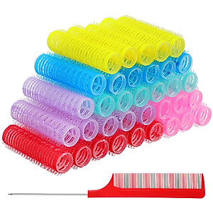Syhood 36 Pieces Nylon Hair Rollers Curlers Set, Small Self Grip Salon Hairdressing Curlers Hair Rollers DIY Rat Tail Comb Hairdressing Tools for Women, Classic Colors Set