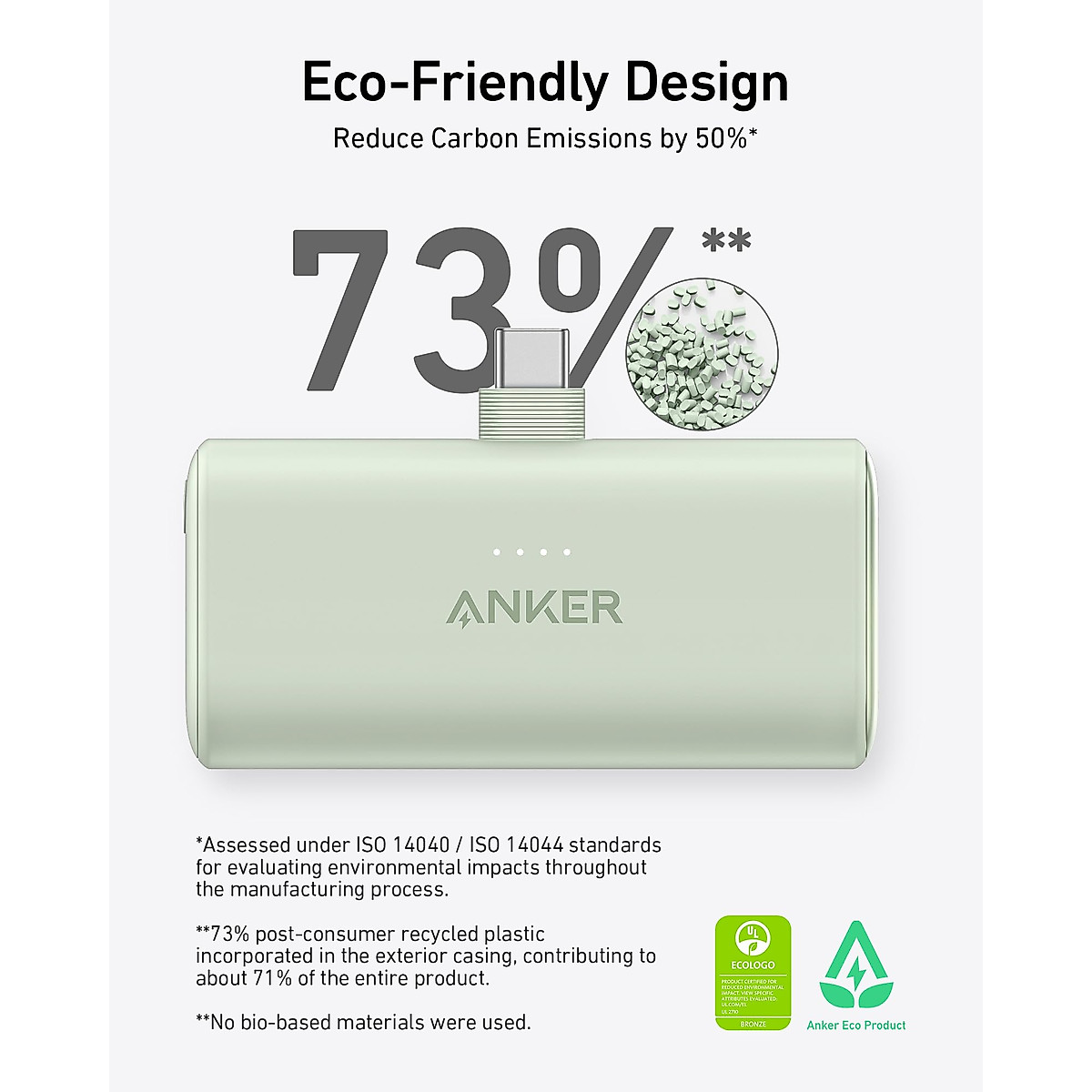 Anker Nano Power Bank with Built-in Foldable USB-C Connector, 5,000mAh Portable Charger 22.5W, for iPhone 15/15 Plus/15 Pro/15 Pro Max, Samsung S22/23 Series, Huawei, iPad Pro/Air, AirPods, and More