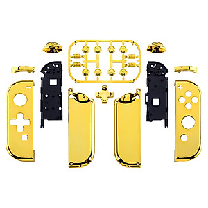 eXtremeRate Back Plate for Nintendo Switch Console, NS Joycon Housing Shell (D-Pad Version) with Full Set Buttons, DIY Replacement Shell for Nintendo Switch - Chrome Gold