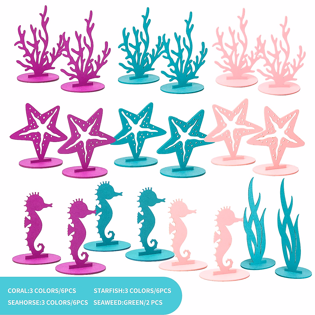 SUNBEAUTY 20Pcs Mermaid Party Decoration DIY Felt Table Centerpiece Under The Sea Baby Shower Little Mermaid Girl Birthday Party Supplies