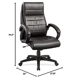 Lorell Deluxe High-Back Leather Chair, 44.5" x 27.8" x 32", Black