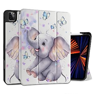 DONGKE Case for 2021/2022 iPad Pro 12.9 inch 5th / 6th Gen - Slim Protective Case - Apple Pencil Charging - Trifold Stand & Sleep/Wake Cover, Also Fits to iPad Pro 12.9 3rd / 4th Gen, Elephant