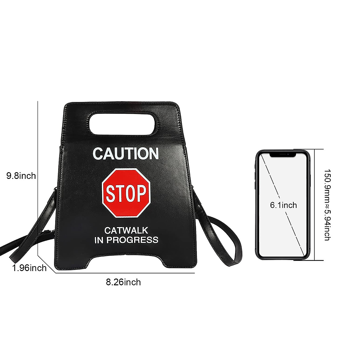 KUANG! Women Novelty Stop Sign Handbags Fashion Caution Catwalk in Progress Crossbody Bag Messenger Purse for Girls
