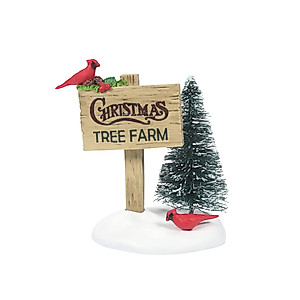 Department 56 Accessories for Village Collections Cardinal Christmas Tree Farm Sign Figurine, 2.75 Inch, Multicolor