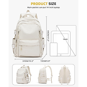 Lightweight Backpack for Women, Large Laptop Travel Backpack Casual Daypack College Bag Rucksack for Men. Beige