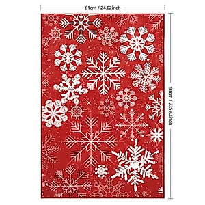 Carvapet Christmas Rug - Charming Christmas Tree, Playful Elk and Delicate Snowflake Patterns, Non-Slip, Machine Washable Mat for Living Rooms, Hallways and Bedrooms（Snowflake Red,2x3）