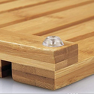 Natural Wood Bath Shower Mat,Bamboo Bath Mat, Anti-Slip Waterproof Floor Mat for Indoor and Outdoor Use Easy Storage, Customizable,30x60cm/12x24in