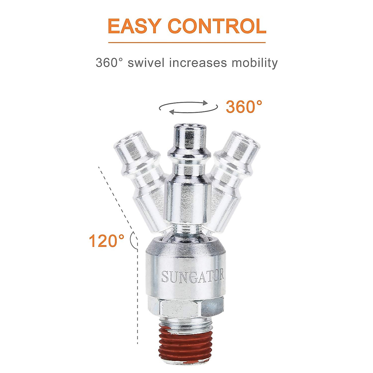 1/4" Swivel Air Plug, SUNGATOR 6-Pack Industrial Swivel Coupler and Plug, 1/4-Inch NPT Male Thread, Air Hose Fittings