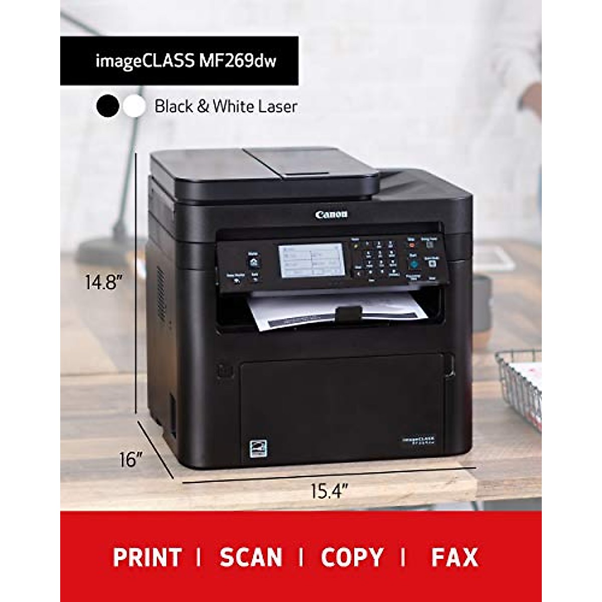 Canon imageCLASS MF269dw - All-in-One, Wireless, Mobile-Ready Laser Printer, with Duplex Automatic Document Feeder, Up to 30 Pages Per Minute and High Yield Toner Option