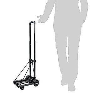 MAYQMAY Folding 4-Wheels Trolley Hand Truck Dolly 100 lbs / 45 KG Compact Luggage Cart for Travel, Moving and Office Use, Black