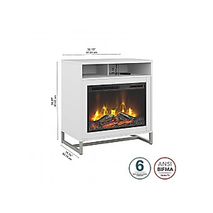 Office by kathy ireland Method Floor Standing Electric Indoor Fireplace with Shelf, 32-inch W, White (KI70209FRK)