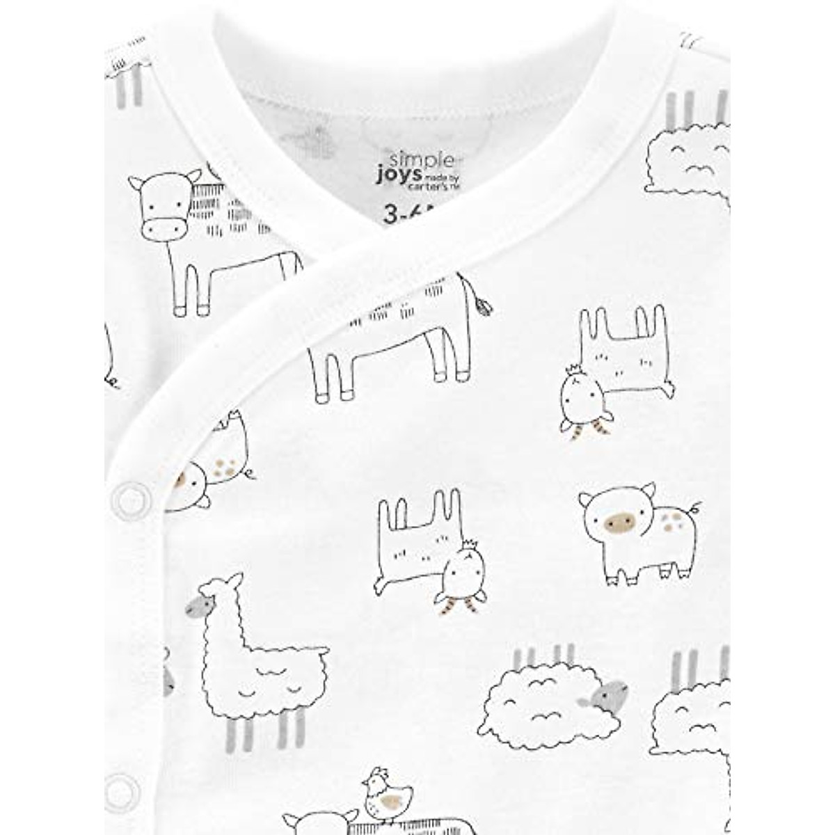 Simple Joys by Carter's Unisex Babies' Short-Sleeve Side Snap Bodysuit, Pack of 5, Forest Animals/Sheep/Stars/Stripe, 0-3 Months