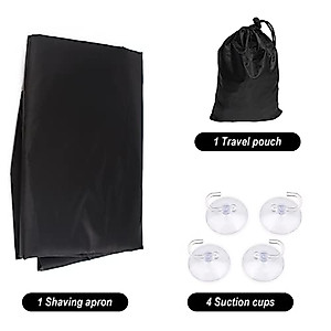 Beard Bib Beard Apron,Waterproof Beard Apron Cape Grooming set for Trimming,with 4 Suction Cups Best Gift for Boyfriend/Husband/Fathers day/Anniversary/Christmas Stocking Stuffers-Black (Black)