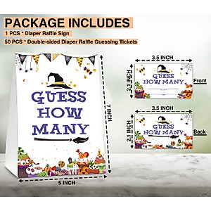 Halloween Bridal Shower Game Sign and Card, Halloween Guess How Many Party Game Set, 1 Sign With 50 Guess Tickets –LK-012