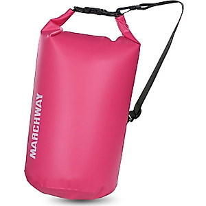 MARCHWAY Floating Waterproof Dry Bag Backpack 5L/10L/20L/30L/40L, Roll Top Sack Keeps Gear Dry for Kayaking, Rafting, Boating, Swimming, Camping, Hiking, Beach, Fishing (Pink, 20L)
