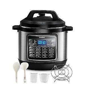 COMFEE’ 16 in 1 Electric Pressure Cooker Instant Multi Cooker Olla de Presion Non-Stick Pot Yogurt Maker Rice Cooker Slow Cooker Sauté Steamer 8 Quarts Stainless Steel