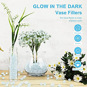 Oubest 300Pcs Small Glow in The Dark Rocks Garden Pebbles Fish Tank Decorations Stones Aquarium Gravel Garden Planter Rocks-White