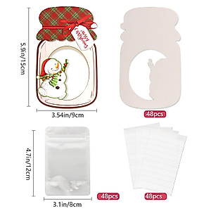 Giiffu Christmas Party Favors for Kids - 48 Pack Mason Jar Paper Card Craft Bulk with 48 Treat Bags for DIY Kids Birthday Party Favor, Classroom Gifts, Xmas Gifts Holiday Supplies (Candy Not Included)