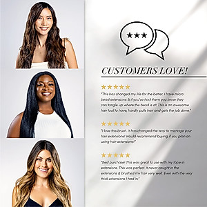 The Hair Shop Black Loop Brush - Salon Professional Grade with Matted Black and Ergonomic Design - Safe Detangler Tool for 100% Remy Human and Synthetic Hair Extensions and Wigs