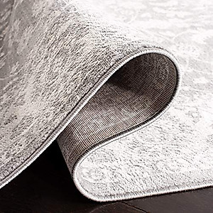 SAFAVIEH Brentwood Collection Area Rug - 3' Square, Cream & Grey, Traditional Oriental Design, Non-Shedding & Easy Care, Ideal for High Traffic Areas in Living Room, Bedroom (BNT844B)