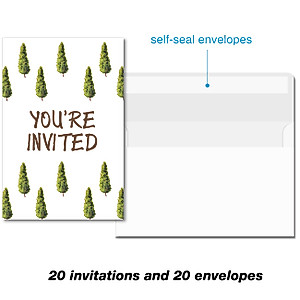 Soiceu Cute Camping One Happy Camper 1st Birthday Party Invitations with Envelopes Set of 20 Woodland Camp 1 Year Old First Birthday Party Invites