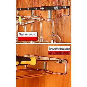 XIAOYU 304 Stainless Steel Stemware Rack, Wine Glasses Racks, Wall Mounted, Under Cabinet Wine Glass Holder Hanger for Shelf Kitchen or Bar, 10.24 Inch, 3 Rows