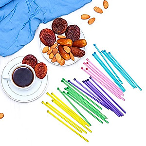 100 Pieces Disposable Plastic Round Top Crystal Swizzle Sticks (MultiColor)