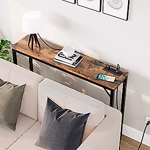 Amyove Console Table with Outlets, Narrow Sofa Table with Charging Station, 39.3" Entryway Table with Storage, Behind Couch Sofa Table for Living Room, Hallway, Foyer, Bedroom-Vintage
