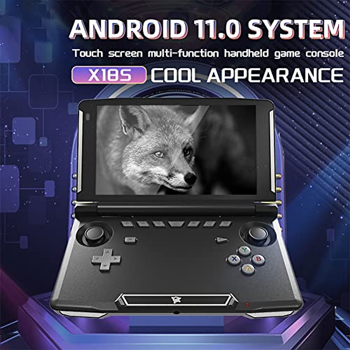 Powkiddy X18S Handheld Game Console, Android 9.0 System, Ultra-High Performance, Supports Multiple Emulator Games, 5.5-Inch HD Screen, Dual Speakers and Bluetooth Function
