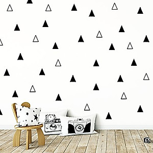 The Boho Design Tribal Triangles Wall Decals Peel and Stick for Kids, Baby Bedroom Nursery and Living Room, Vinyl Wall Stickers Decor (Black)