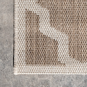 nuLOOM Gina Lattice Indoor/Outdoor Accent Rug, 2' x 3', Taupe, Rectangular, 0.1" Thick