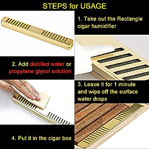 REMIGHTELY BRIGHT Cigar Humidifier - for Tobacco Moisturizing and Increased Humidity, Rectangle and PVA Material, Gold
