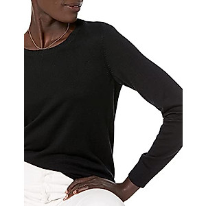 Amazon Essentials Women's Long-Sleeve Lightweight Crewneck Sweater (Available in Plus Size), Black, X-Large
