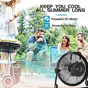C cuculu Rechargeable Battery Operated Fan, 15000mAh Battery Powered Fan 12'' Cordless Fan with Metal Blade, High Velocity Portable Fan for Garage, Backyard, Camping, Travel.