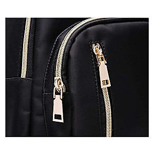 YANAIER Women Mini Backpack Purse Waterproof Nylon Fashion College Bag Daypack Black