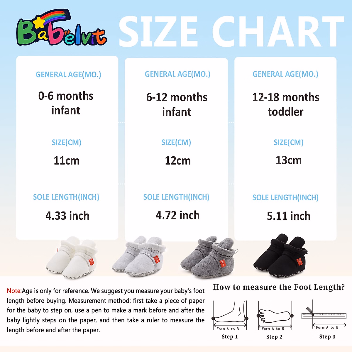 Babelvit Newborn Baby Boy Girl Soft Fleece Booties Stay On Infant Slippers Socks Shoe Non Skid Gripper Toddler First Walkers Winter Ankle Crib Shoes