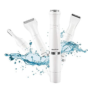Zoushinn Electric Razor for Women, 4-in-1 USB Cordless Electric Shaver, IPX4 Waterproof Wet & Dry Use Lady Bikini Pubic Hair Trimmer, Painless Eyebrow Trimmer and Facial Hair Removal, Body Razor
