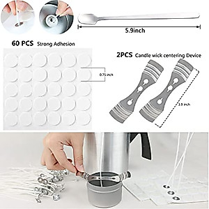 EricX Light Candle Making Kit, 60pcs Candle Wicks, 60pcs Candle Wicks Sticker, 16oz Soy Wax, 1pc Candle Wax Pouring Pot, 2pcs 3-Hole Wicks Centering Devices, 1pc Mixing Spoon, DIY Candles Craft Tools