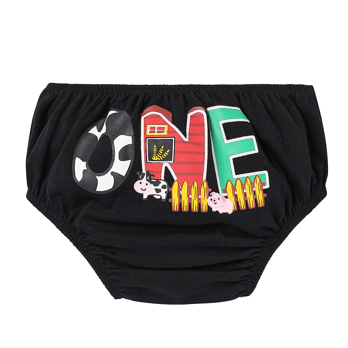 Baby Boys Farm Animals Themed 1st Birthday Cake Smash Outfit Bowtie Romper + Suspenders + Shorts Cow Boys Clothes Set, White - My 1st Birthday, 12-18 Months