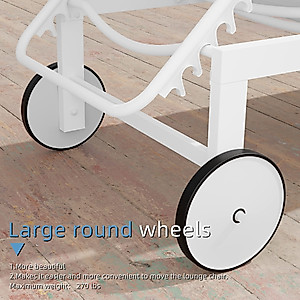 Shintenchi 2 PCS Outdoor Chaise Lounges Chair with Wheels Aluminum Reclining Patio Lounge Chairs with 5 Adjustable Position Recliner for Patio, Beach, Yard, Pool Patio Furniture Set,White