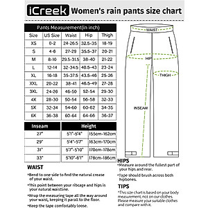 iCreek Women's Rain Pants Waterproof Hiking Pants Windproof Lightweight Over Pants Work Rain Outdoor for Golf, Fishing (Grey, Medium/31 Inseam)