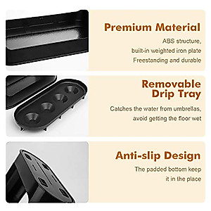 DricRoda Umbrella Rack with Removable Drip Tray, Umbrella Holder Stand for Entryway, Freestanding Organizer for Umbrella Cane Walking Stick, Stored 4 Umbrellas, Ideal for Home Office Decor, Black