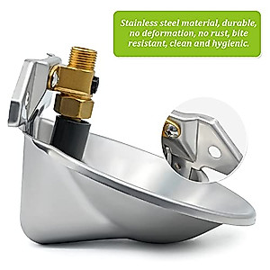 KHEARPSL Automatic Waterer Stainless Steel Sheep Goat Water Bowl with Copper Valve Livestock Waterer for Goat Sheep Calf Pig Dog Cattle
