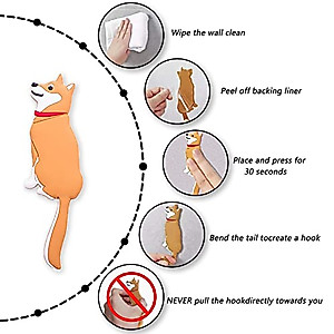 YISTOS Cute Animal Decorative Wall Hooks ,Kids Adhesive,Adhesive Shower Towel Hooks for Bathrooms Wall Mounted,Hat Key Hooks Decorative for Wall, Small Keychain Hook(3Pcs Cat,3 Pcs Dog), White