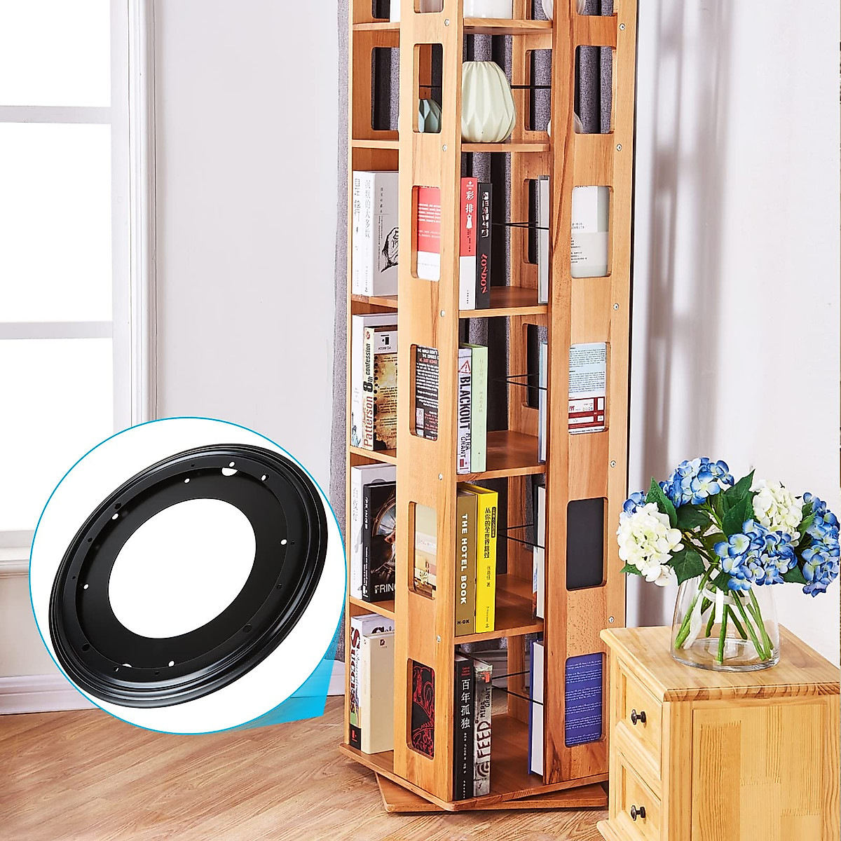 4Pack 12inch Lazy Susan Hardware, 5/16” Thick Turntable Bearings, 1000lbs Rotating Bearing Plate Heavy Duty for Rotating Table, Book Case, Serving Tray,DVD Tower, Corner Shelves, Shoe Rack