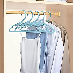 HongFeng Plastic Hangers,Heavy Duty Durable Coat and Clothes Hangers,Lightweight Space Saving Non Slip Hangers (Blue,30 Pack)