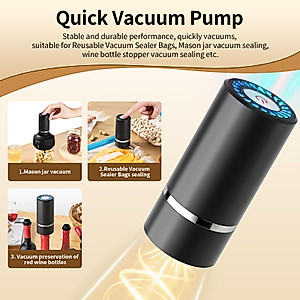 30-in-1 Electric Mason Jar Vacuum Sealer Kit - Wireless Kitchen Vacuum Sealer for Mason Jars, Food Preservation Vacuum Sealer for Vacuum Sealer Bags, Vacuum Sealing Machine with Red Wine Stoppers