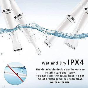 Zoushinn Electric Razor for Women, 4-in-1 USB Cordless Electric Shaver, IPX4 Waterproof Wet & Dry Use Lady Bikini Pubic Hair Trimmer, Painless Eyebrow Trimmer and Facial Hair Removal, Body Razor